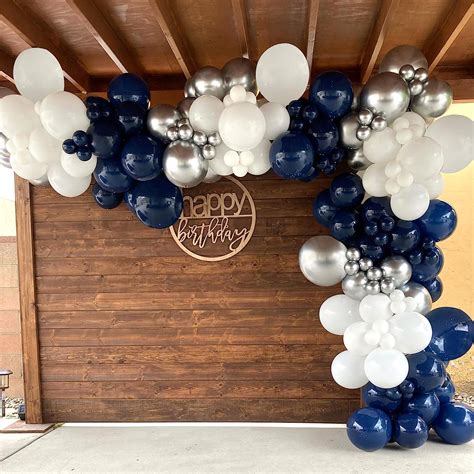 Kit De Arco De Guirnalda De Globos Azul Marino Globos Blancos