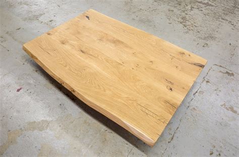 Tischplatte Eiche massiv geölt mit Baumkante beidseitig 120x80x4 cm