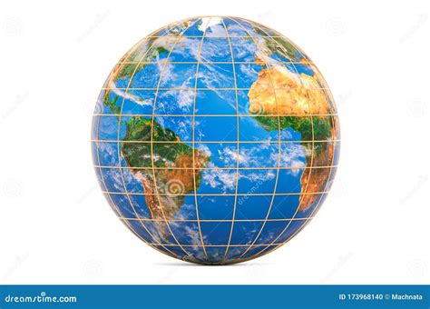 Earth Globe With Meridians And Parallels D Rendering Stock