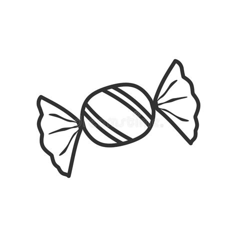 Icono Plano Del Esquema Dulce Del Caramelo En Blanco Ilustración del