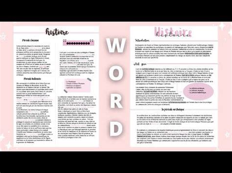 aesthetic notes using word faire de belles fiches de révision avec