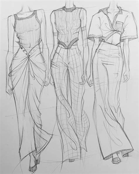 Three Women S Dresses Are Shown In This Drawing And One Is Drawn On Paper