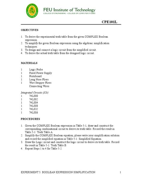 5 boolean expression simplification pdf