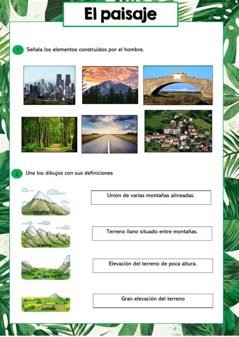 Ficha De El Paisaje Para Tercero De Primaria Elementos Del Paisaje