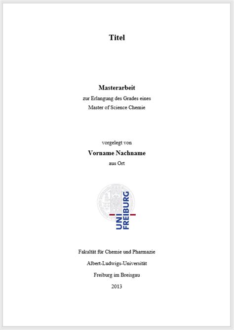 So Erstellst Du Dein Deckblatt Masterarbeit 11 Univorlagen