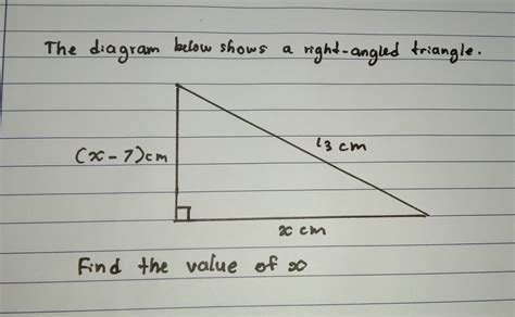 Solved The Diagram Below Shows A Right Angled Triangle Find The Value