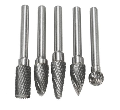 Kit 5 fraises en carbure de tungstène tige 6mm toutes formes pour