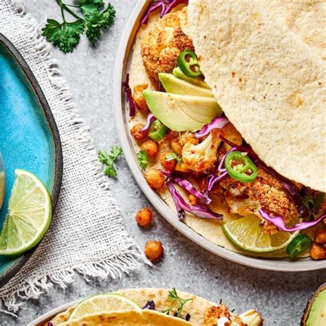 Roasted Cauliflower And Chickpea Tacos Two Peas Their Pod