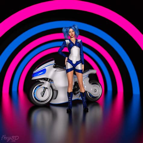 Krystal Sci Fi Biker Babe 3D Render RenderHub Gallery