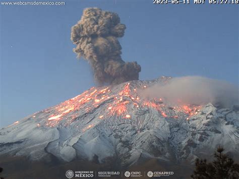 Reporte del monitoreo de CENAPRED al volcán Popocatépetl hoy 11 de mayo
