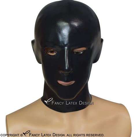 Black Anatomical Latex Hoods With Zipper At Back Open Nostril Mouth And Eyes Rubber Masks 0182