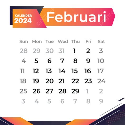 Imagem De Calendário De Fevereiro De 2024 Gradiente Laranja Vetor PNG