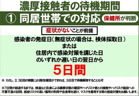 和寒町 保健福祉課 Blog Archive 新型コロナ感染症濃厚接触者の待機期間が5日間に短縮
