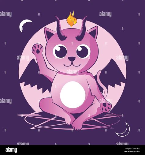 Lindo gato bebé Baphomet ilustración Imagen Vector de stock Alamy