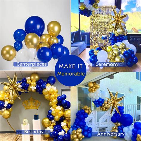 Kit De Arco De Guirnalda De Globos Dorados De Color Azul Rey Globos