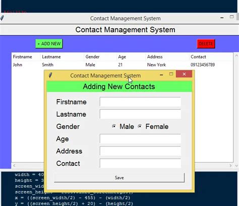 contact management system project in python with free source code sourcecodester