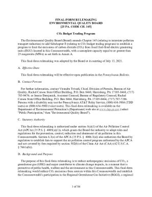 Fillable Online Files Dep State Pa 1 Of 84 FINAL FORM RULEMAKING
