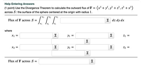 solved help entering answers 1 point use the divergence