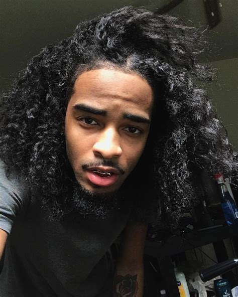 Attractive Handsome Black Male Model Long Curly Hair Long Curly Hair