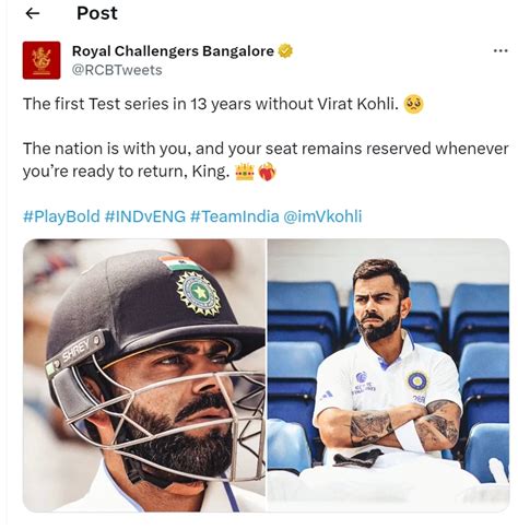 The Nation Is With You RCB S Emotional Message For Virat Kohli