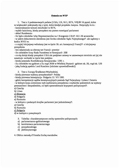 Przyk Adowe Pytania Na Egzamin Pa Stwa Notatek Pl