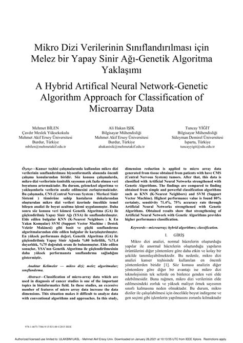 pdf a hybrid artificial neural network genetic algorithm approach for classification of