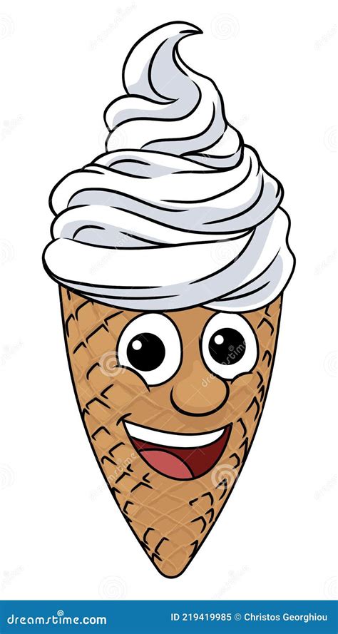 Ice Cream Cone Cartoon Character Mascot Stock Vector Illustration Of