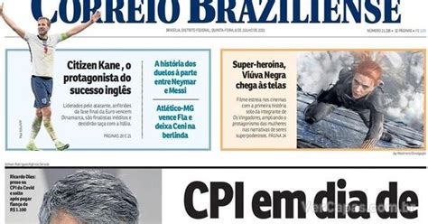 Capa Correio Braziliense Edição Quinta 8 de Julho de 2021