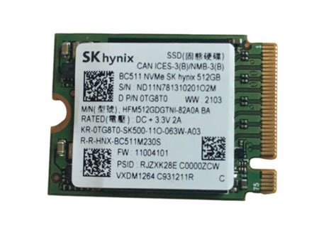 SK Hynix BC511 512GB Internal HFM512GDGTNI 82A0A Internal SSD
