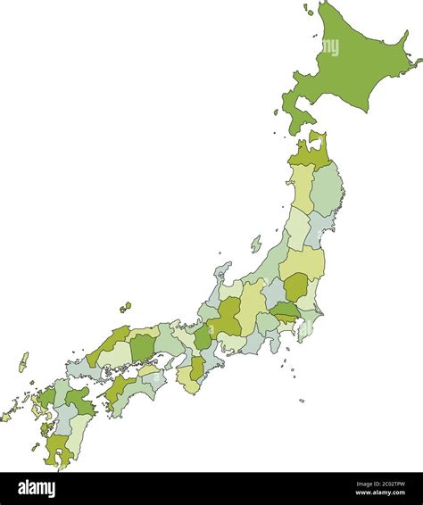 Mapa político altamente detallado y editable con capas separadas Japón