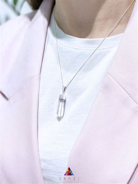 Naszyjnik Kryształ Górski Obelisk srebro Brazi Druse Jewelry Moda