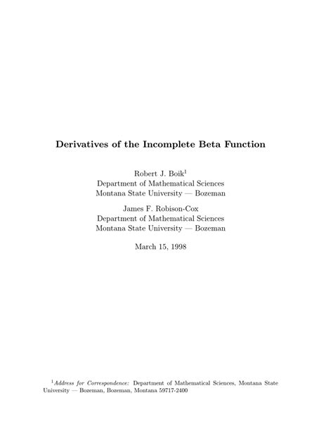 pdf derivatives of the incomplete beta function