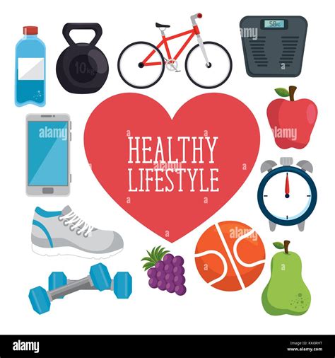 Set Of Healthy Lifestyle Elements Vector Illustration Graphic Design