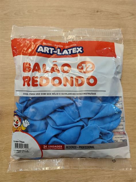 Balão Bexiga Latéx 12 Polegada Azul Celeste 24unid Art Latéx