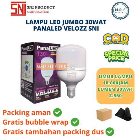Jual Lampu Led Panaled Velozz T Bulb 30 Watt Cahaya Putih Murah