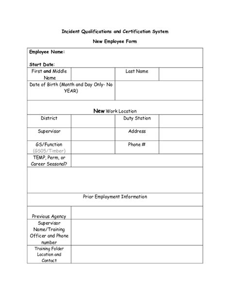 Fillable Online Gacc Nifc New Employee Form Gacc Nifc Fax Email Print