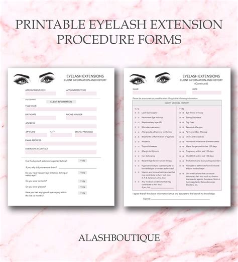 Free Printable Eyelash Extension Waiver Form