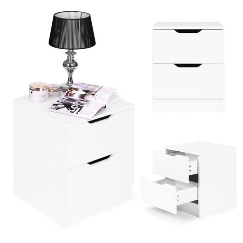 Szafka Nocna 2 Szuflady Stolik Nocny Biały Modernhome ModernHome