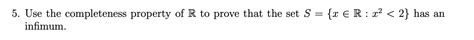 solved 5 use the completeness property of r to prove that