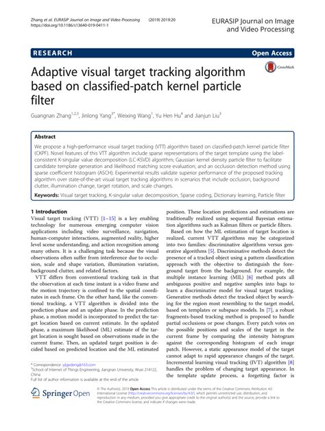 pdf adaptive visual target tracking algorithm based on classified patch kernel particle filter