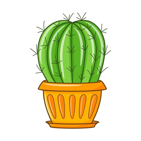 Cactus De Dibujos Animados Vectoriales En Maceta Planta Suculenta De