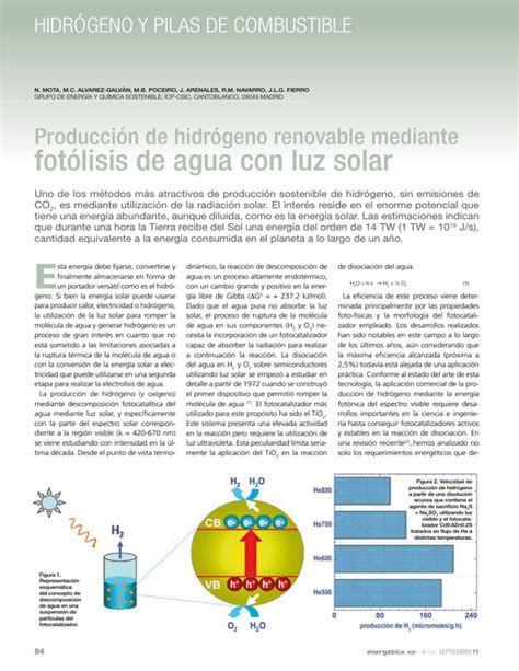 fotólisis de agua con luz solar