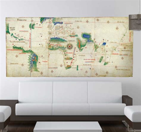 Vinilo Mapamundi Decorativo Plano Mundo Antiguo Tenvinilo