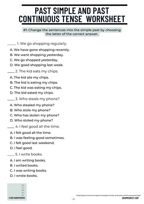 Past Simple And Past Continuous Tense Exercises