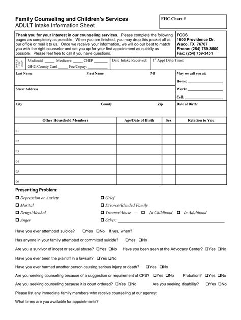 Fillable Online ADULT Intake Information Sheet Fax Email Print PdfFiller