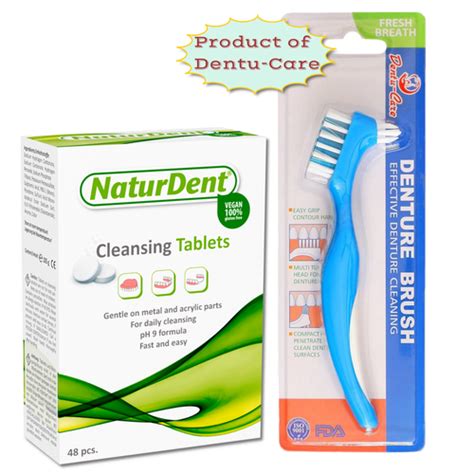 Naturdent Denture Cleaner Tablet With Dentu Care Denture Brush