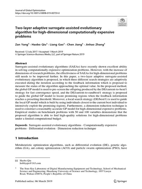 2019 tasea two layer adaptive surrogate assisted evolutionary algorithm for high dimensional