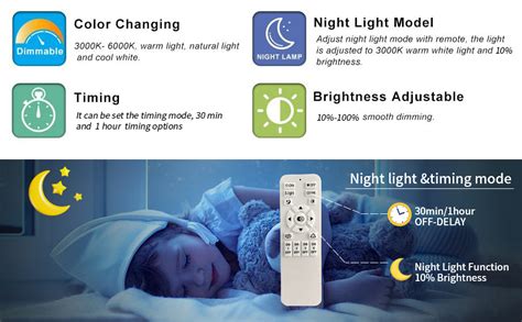 Ganeed Lámpara de techo LED regulable de 48 W lámparas de techo largas