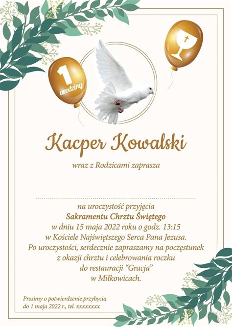 Zaproszenia na chrzest i urodziny podwójne 9805901781 oficjalne