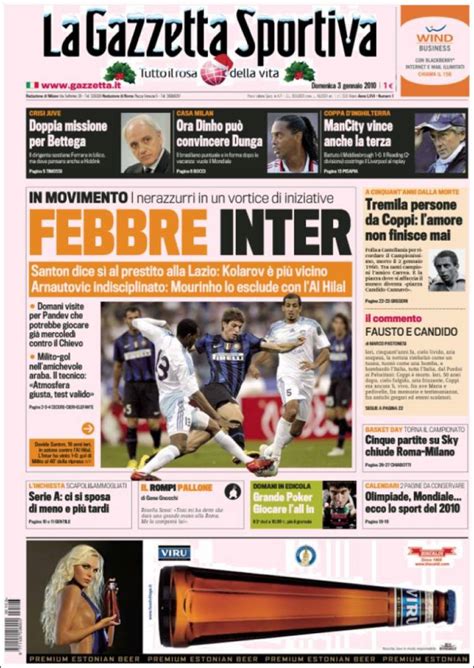 Journal La Gazzetta Dello Sport Italie Les Unes Des Journaux De